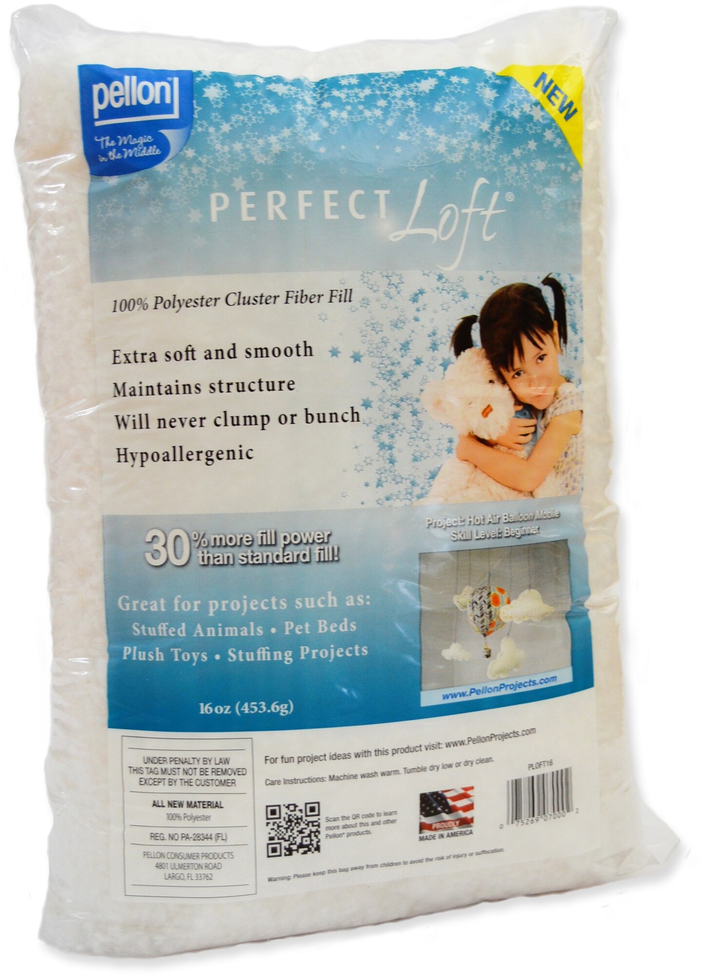 Pellon Perfect Loft Cluster Fiber Fill 16oz-White | Stencils & Forms ...
