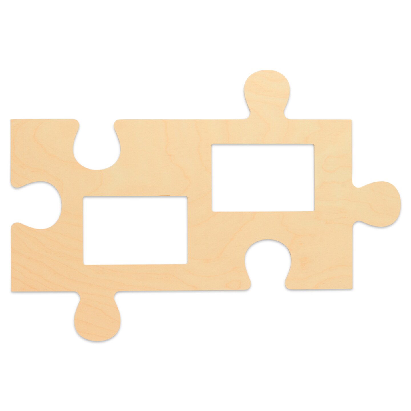 Wood Puzzle Piece Cutout, 12 inch, with 2 4x6 inch Photo Slot ...