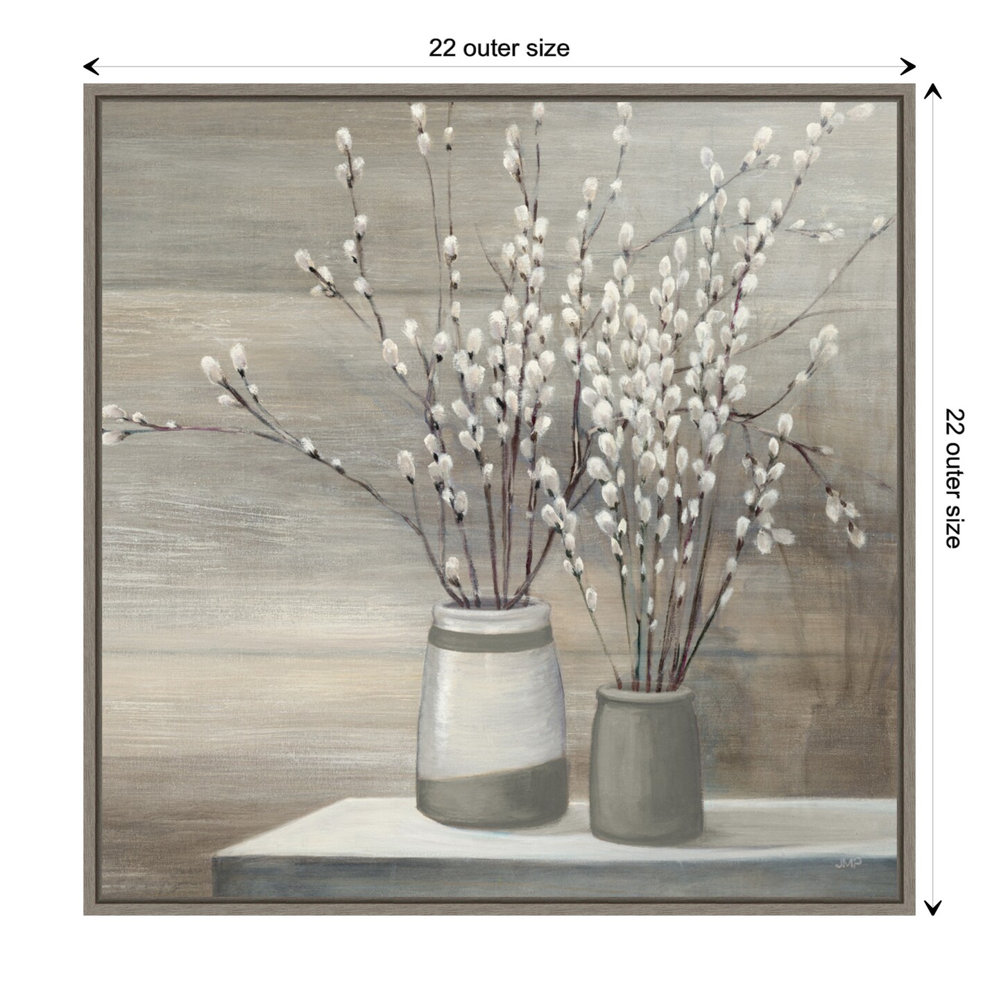 P Willow Still Life Gray Pots Crop by Julia Purinton Canvas Art Framed ...