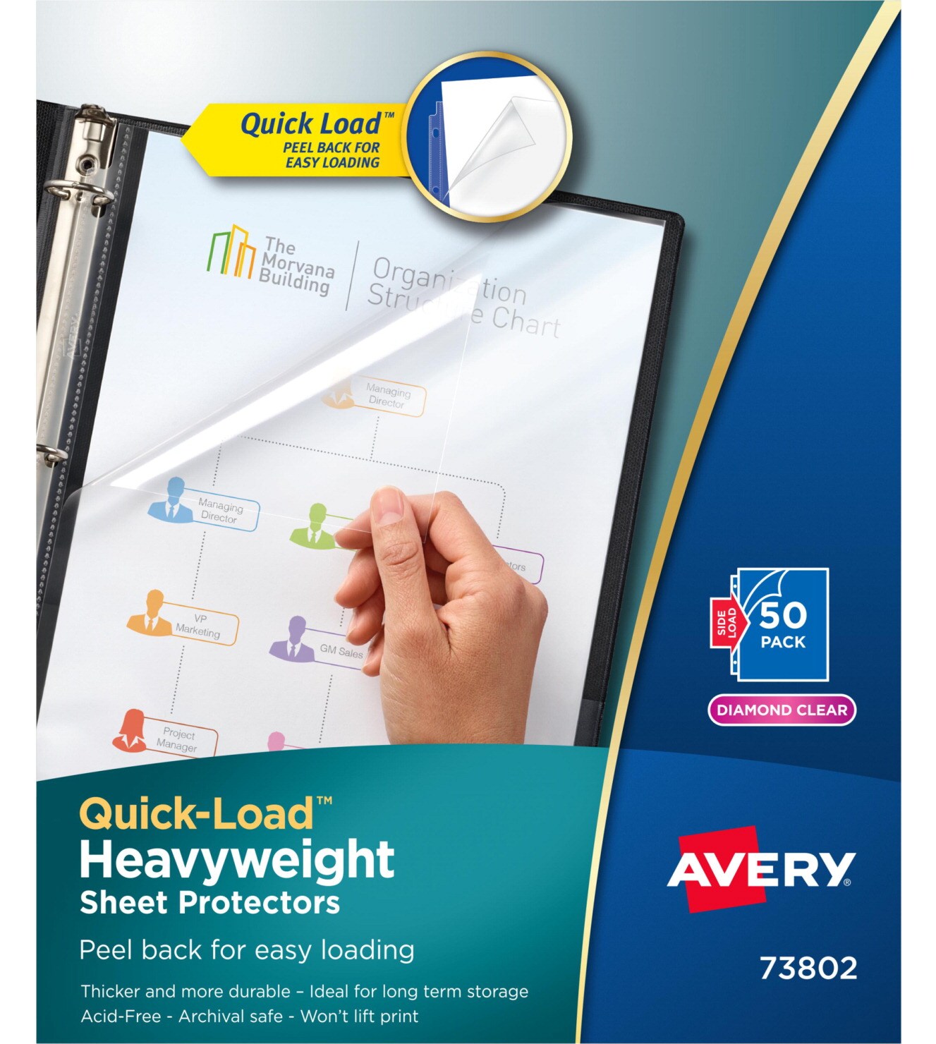 Avery Quick-Load Top Loading Sheet Protectors, 8-1/2 x 11 in, Diamond ...
