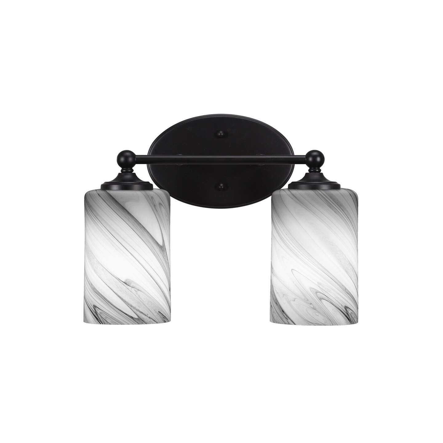 Capri 2 Light Bath Bar Shown In Matte Black Finish With 4" Onyx Swirl ...