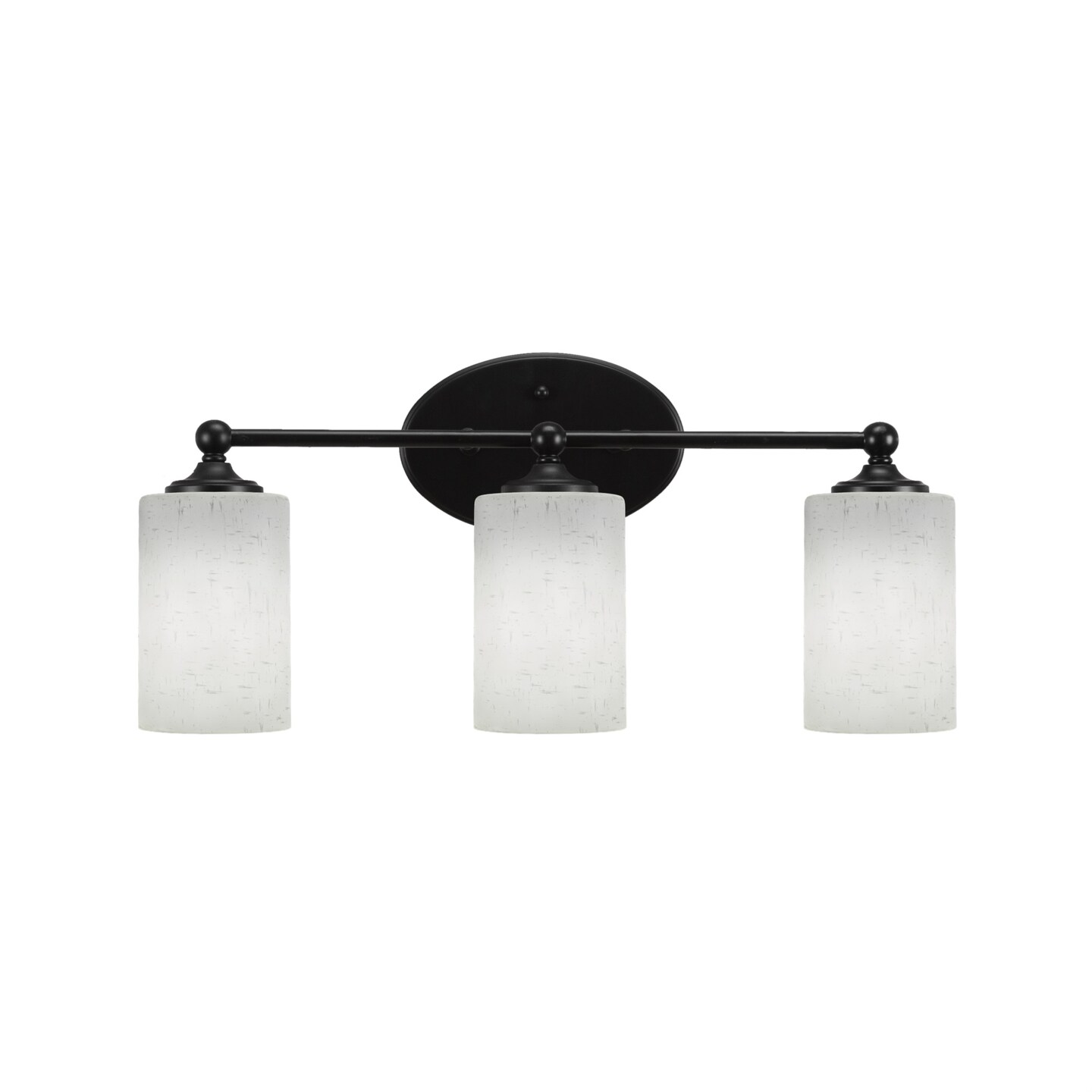 Capri 3 Light Bath Bar Shown In Matte Black Finish With 4" White Muslin ...