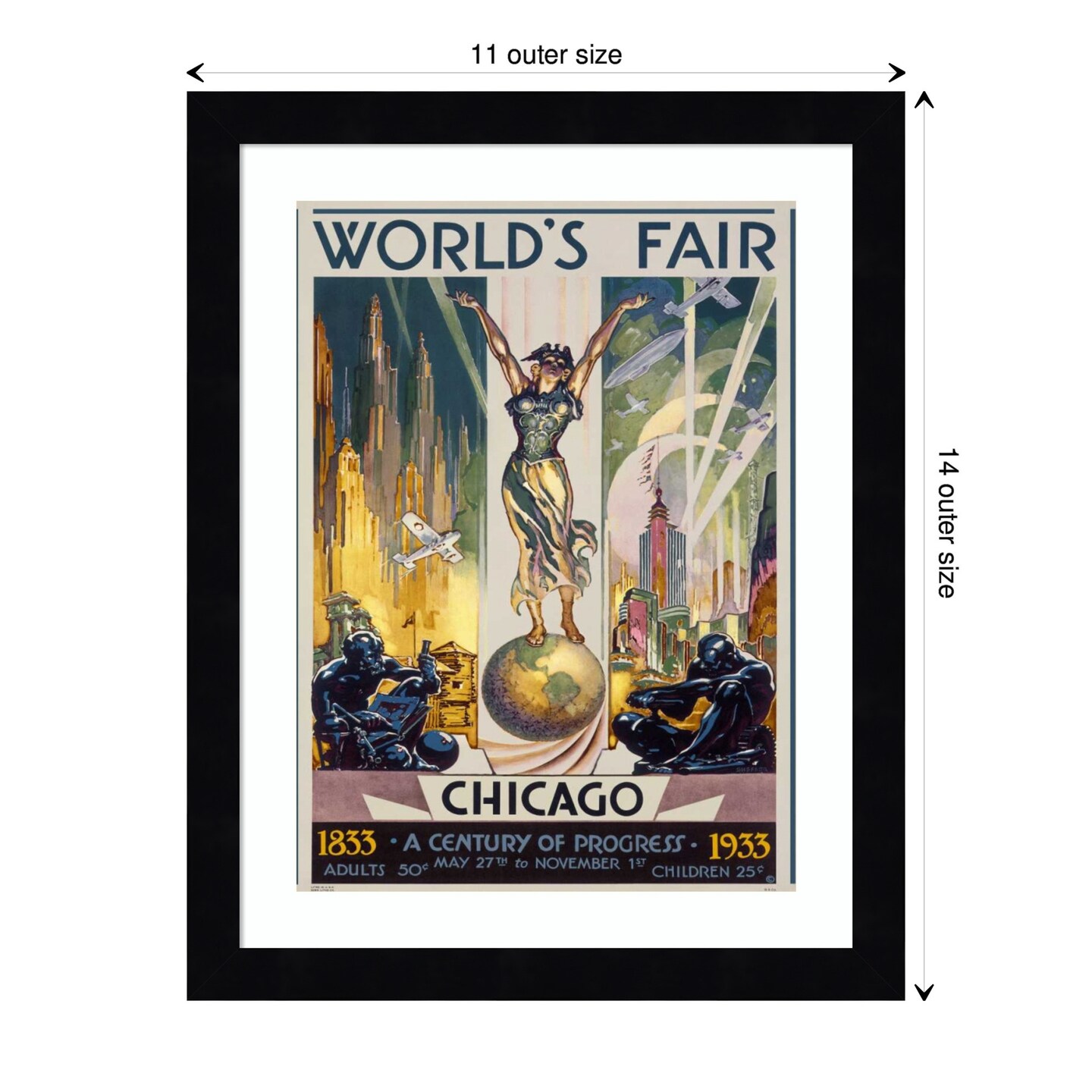 Chicago Worlds Fair 1933 by Glen C. Sheffer Wood Framed Wall Art Print ...