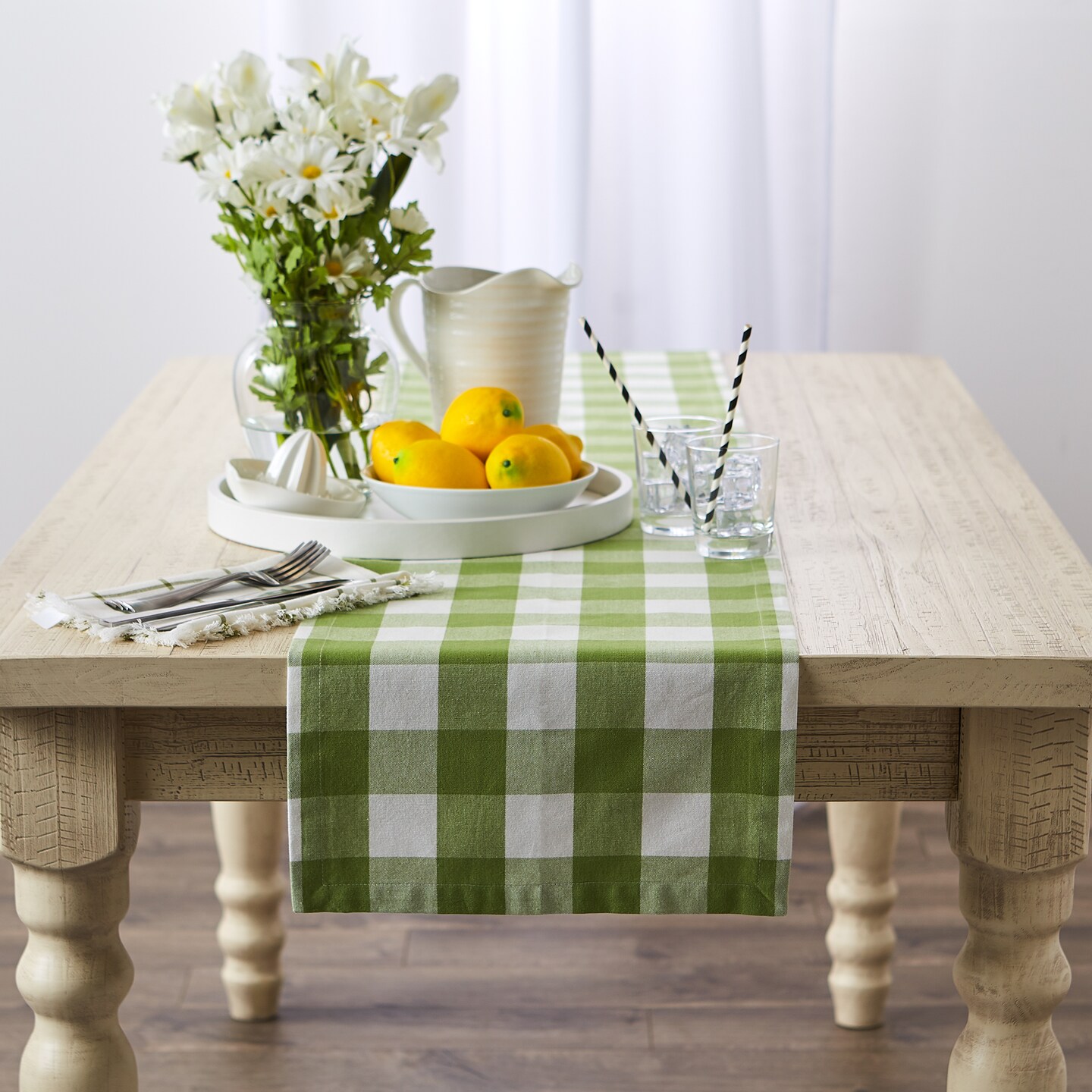 DII Antique Green Buffalo Check Table Runner | Michaels