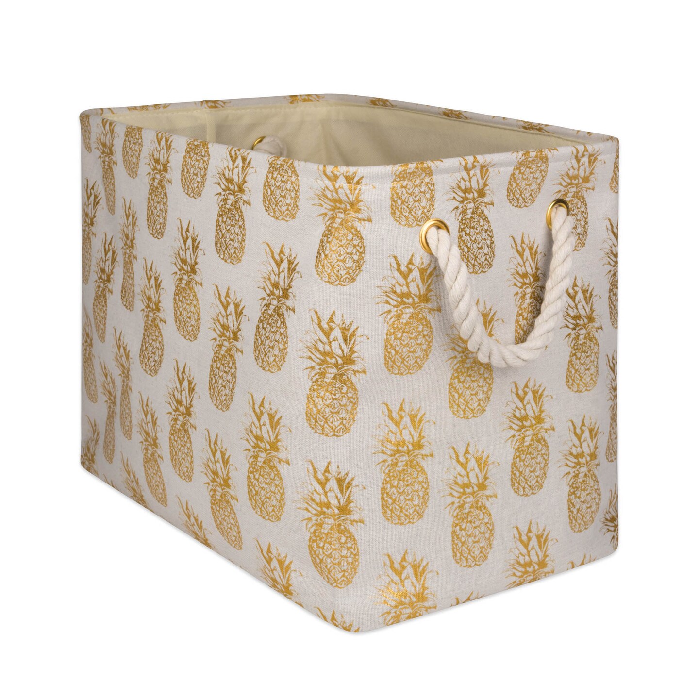 DII Polyester Bin Pineapple Gold Rectangle Medium | Michaels