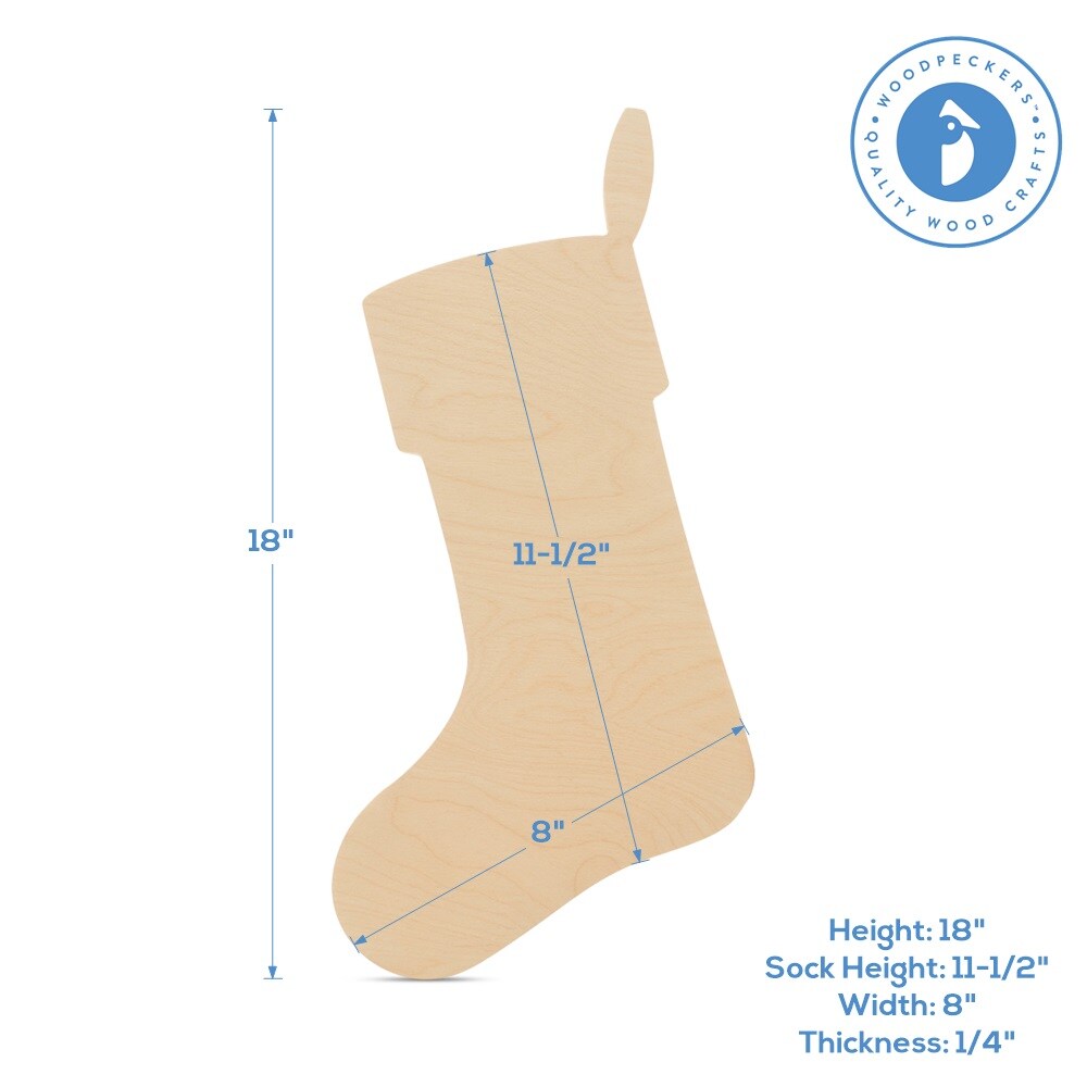 Wood Stocking Cutout Ornament, Multiple Sizes Available, DIY Christmas ...