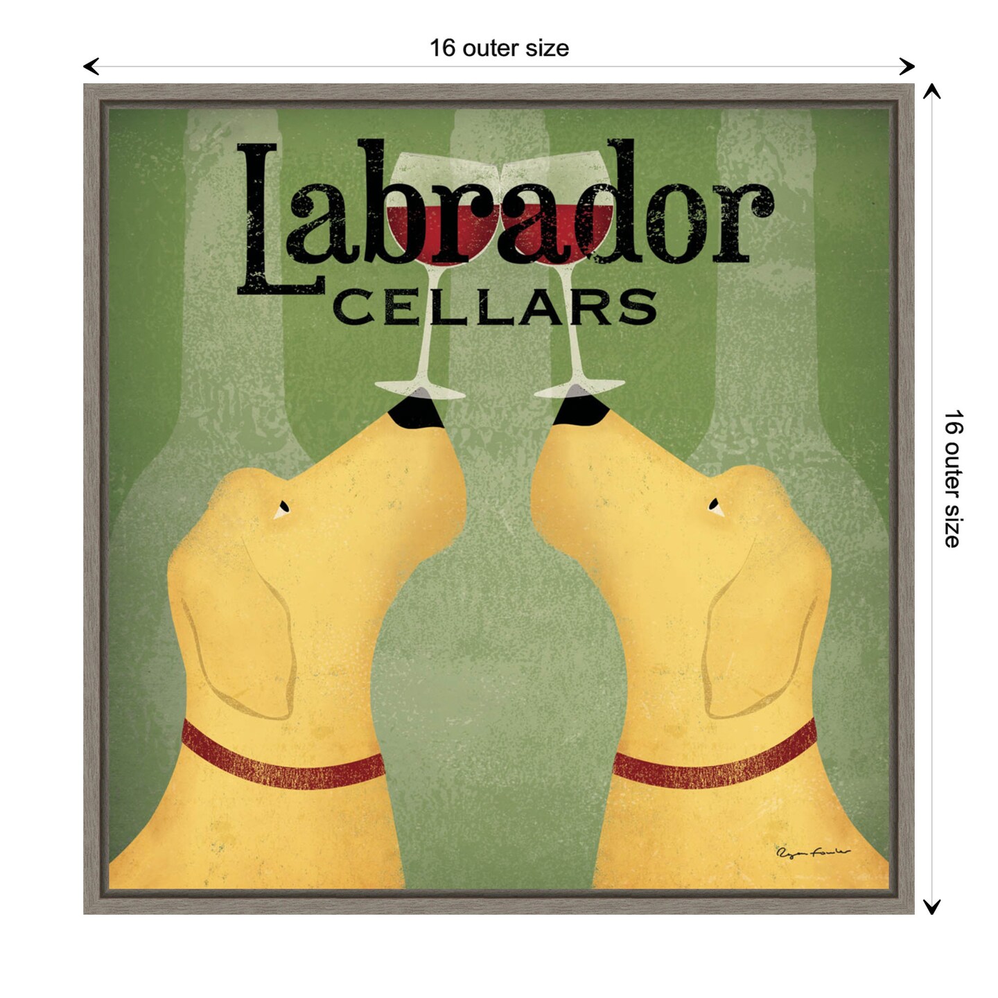 Two Labrador Wine Dogs Square by Ryan Fowler Canvas Art Framed | Michaels
