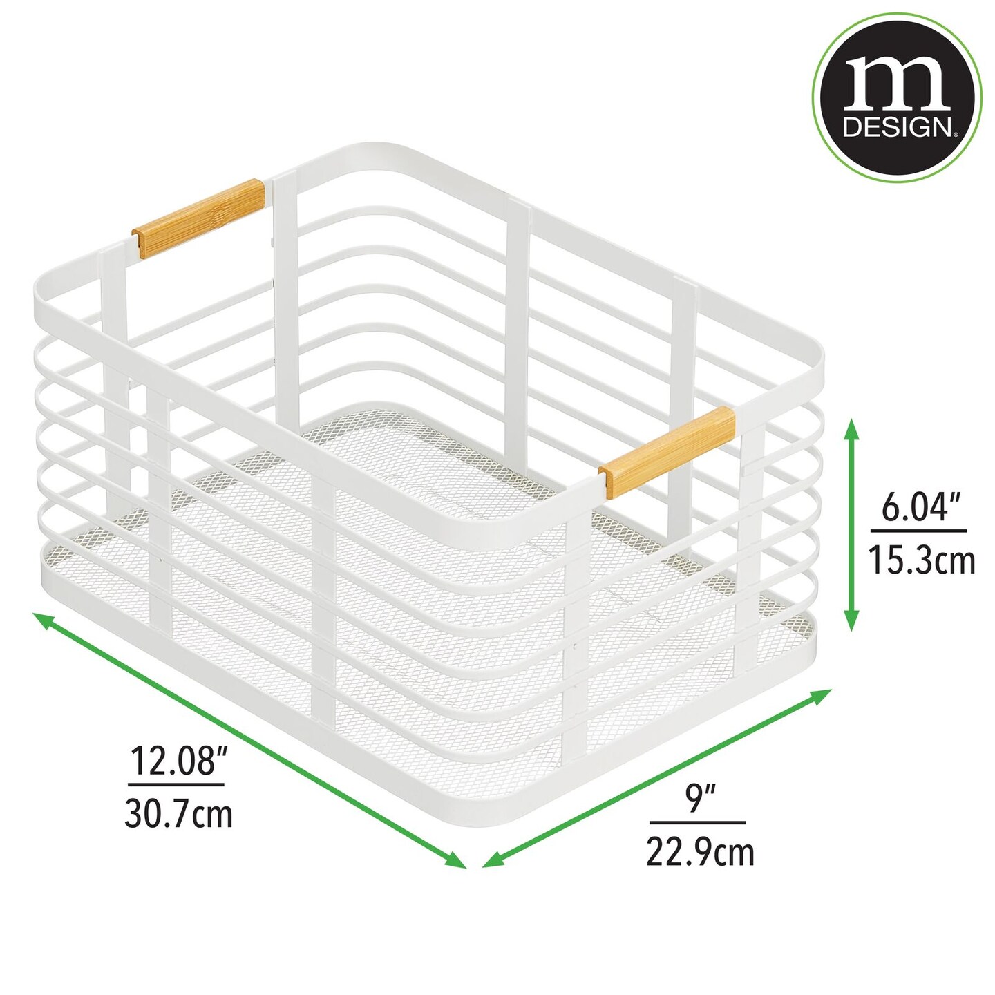 Mdesign Rustic Metal Large Food Storage Bin Basket 2 Pack Matte White