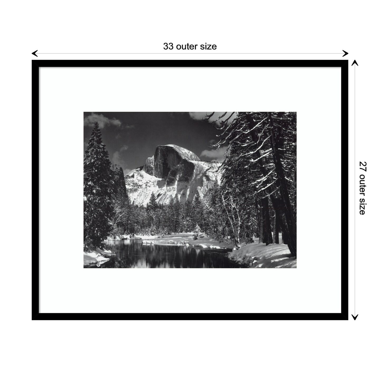 Half Dome Winter Yosemite National Park 1938 by Ansel Adams Wood Framed ...