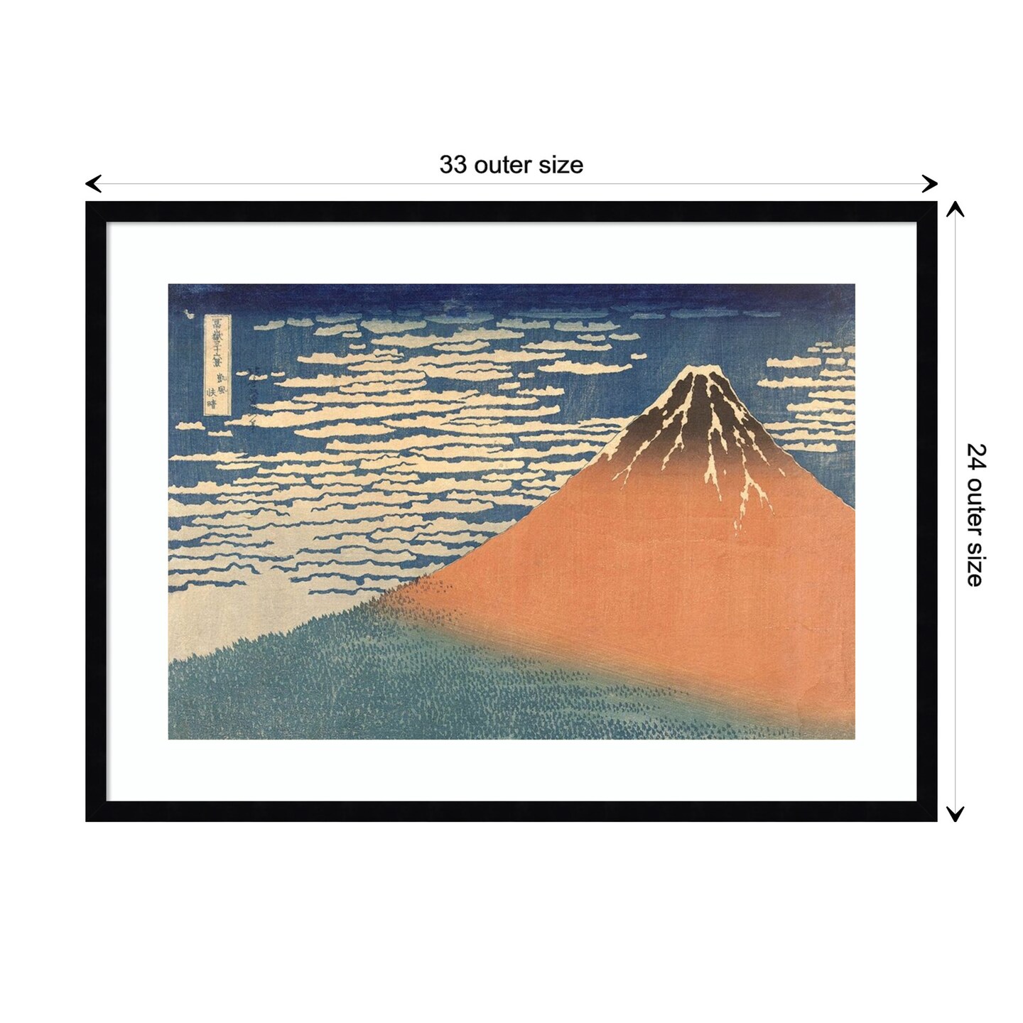 Fine Wind, Clear Morning by Katsushika Hokusai Wood Framed Wall Art ...
