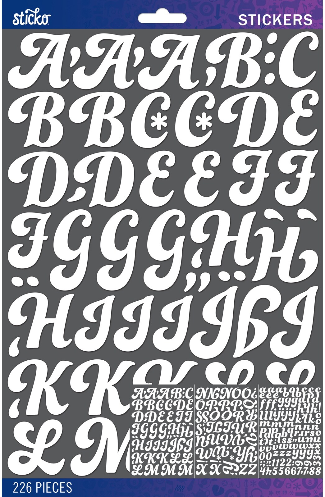 Sticko Alphabet Stickers-White Foil Funki Dori Large | Stencils & Forms ...