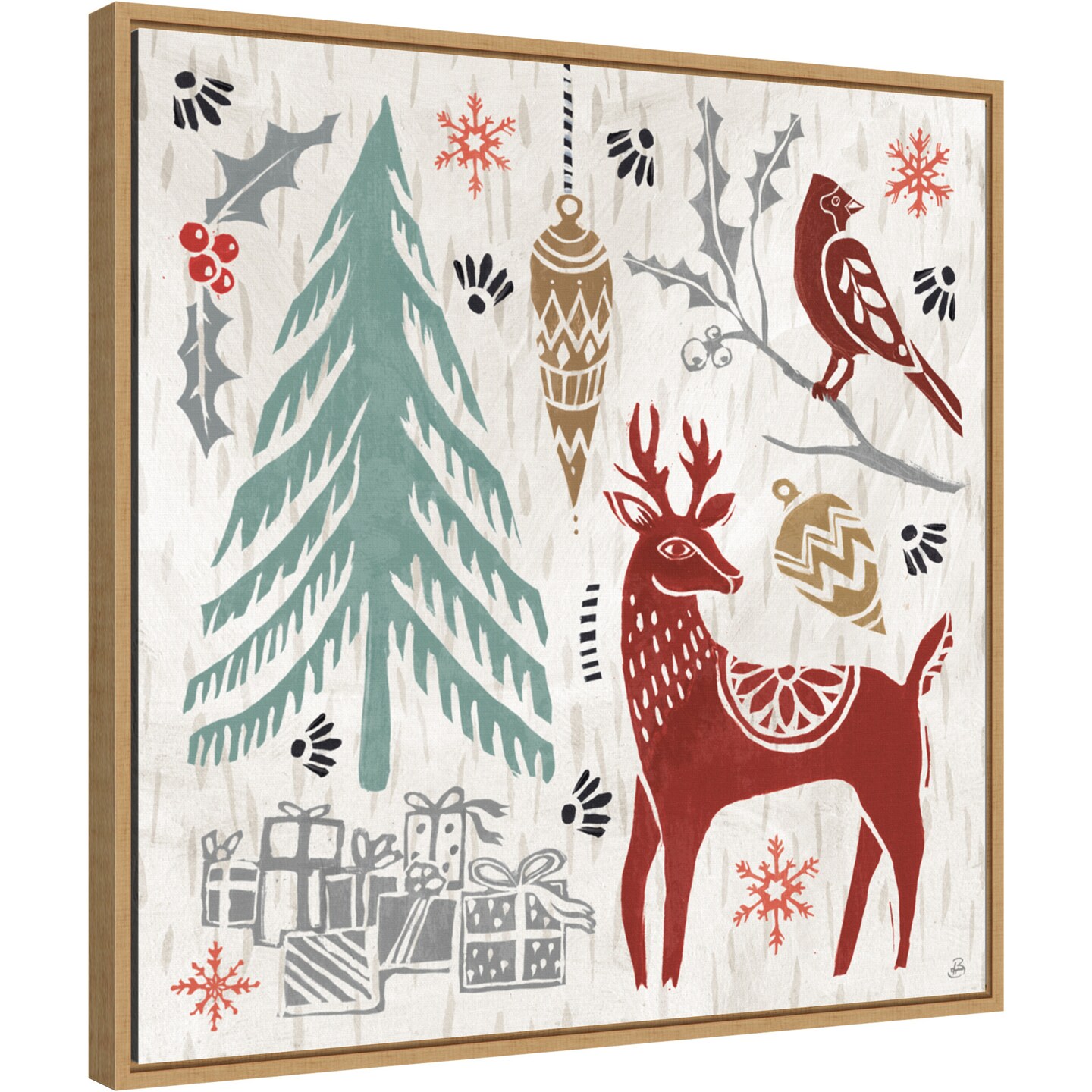 Woodcut Christmas V by Daphne Brissonnet Canvas Wall Art Print Framed ...