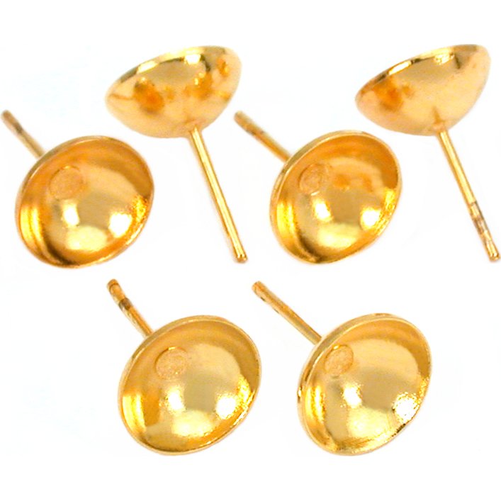 6 Pearl Cup Earring Post Bead Jewelry Gold Filled Parts | Michaels