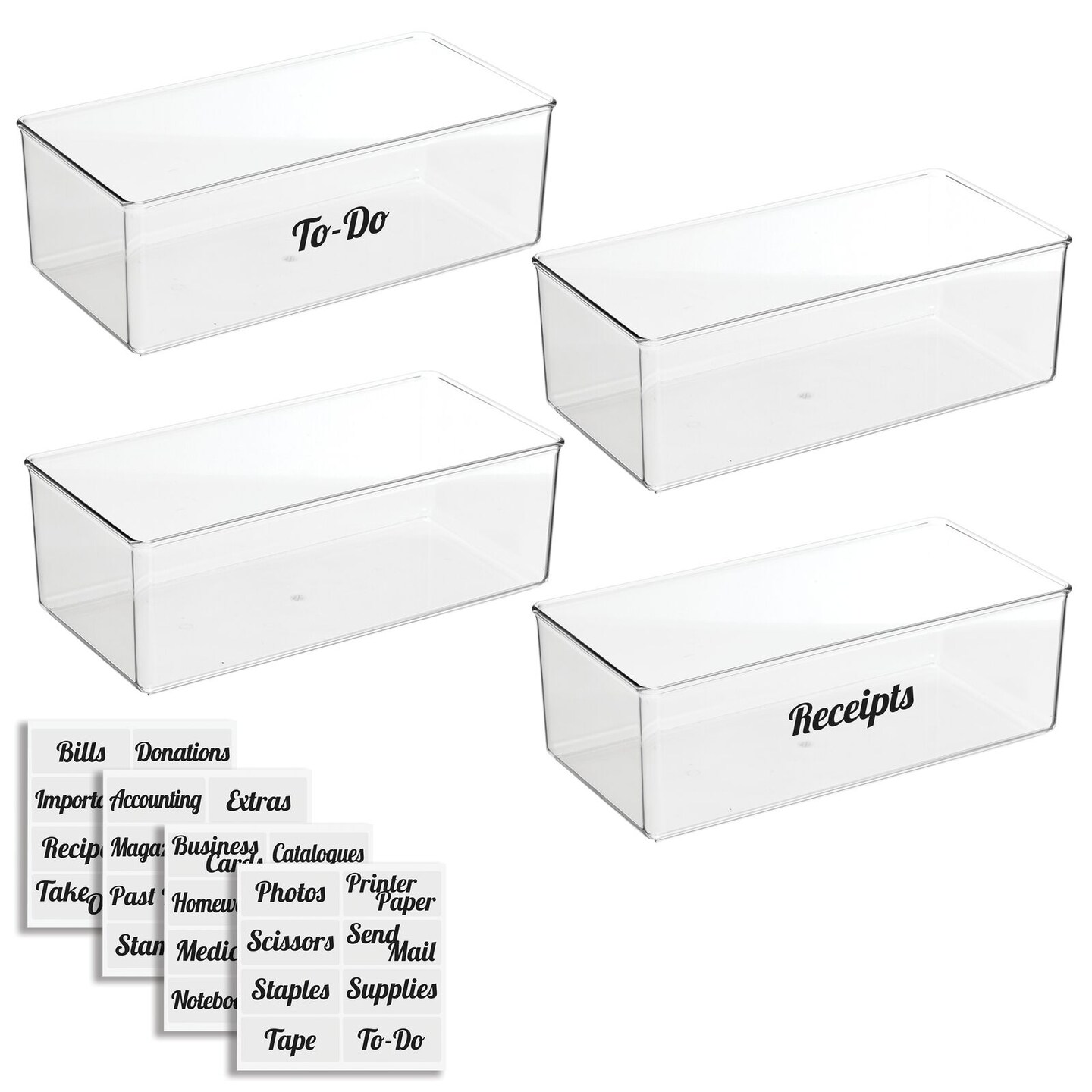 mDesign Plastic Stackable Home, Office Storage Box + 32 Labels | Michaels