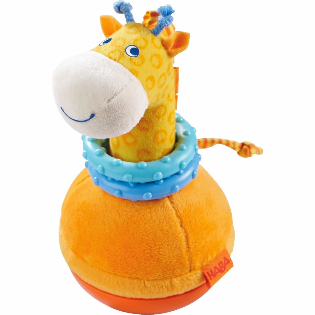 HABA Roly Poly Giraffe Soft Wobbling & Chiming Baby Toy with Teething ...