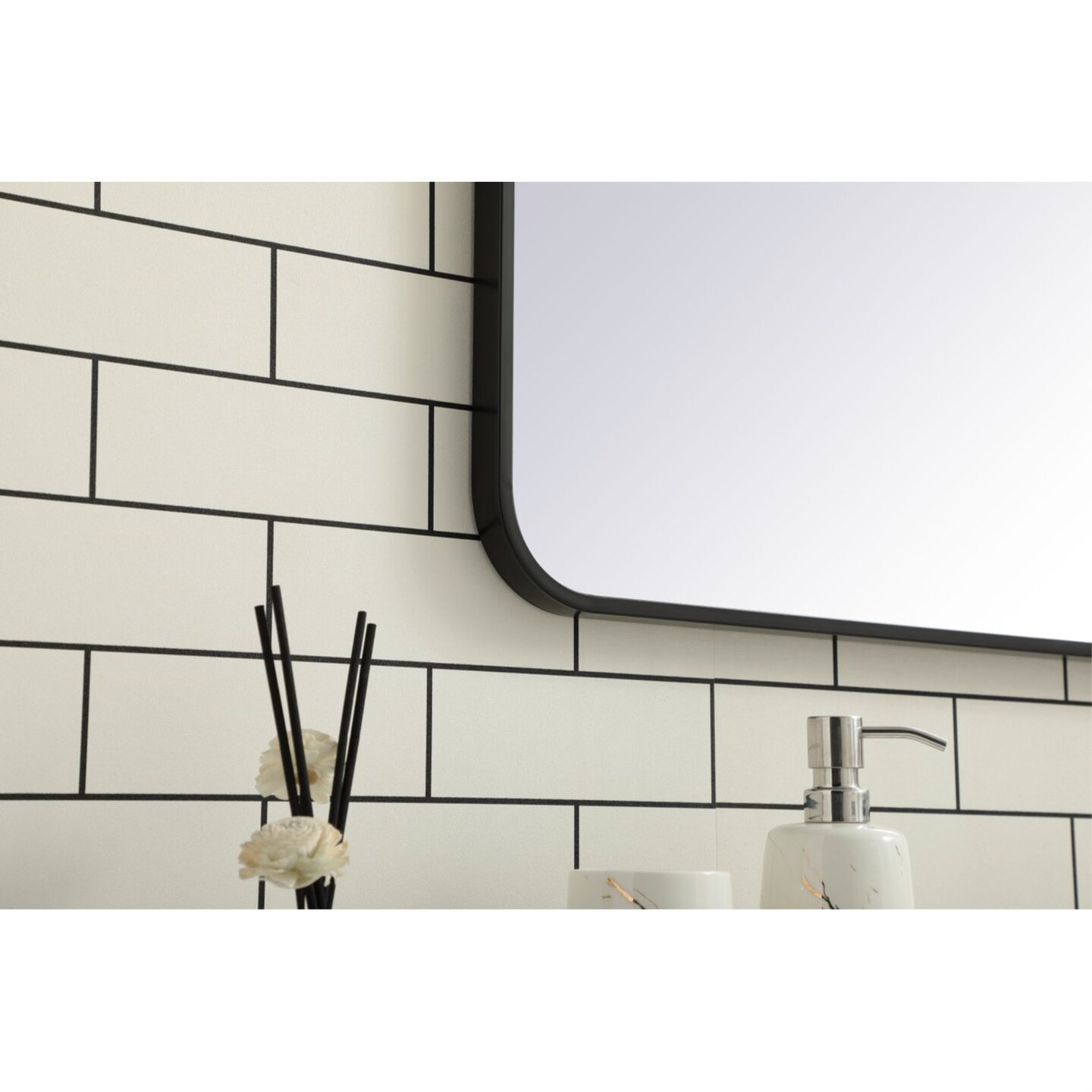 Soft corner metal rectangular mirror 36x36 inch in Black | Mirrors ...