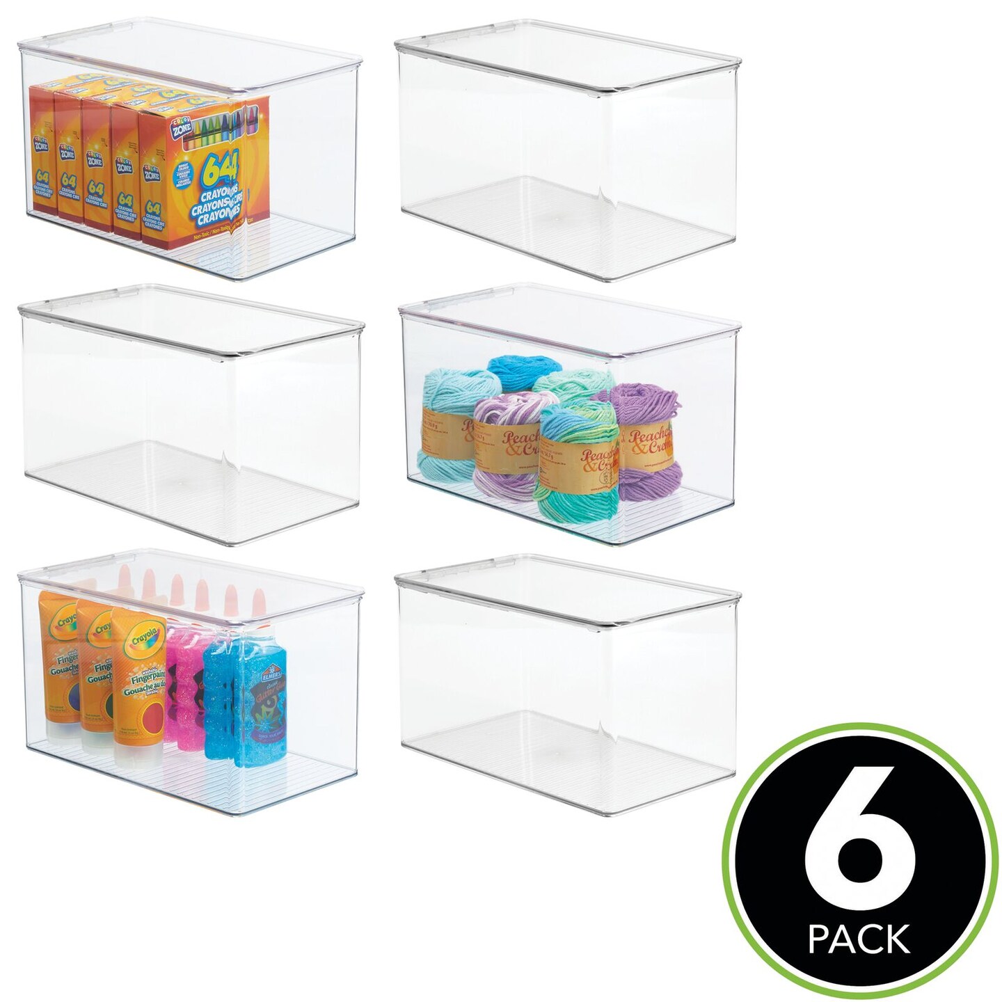 mDesign Stackable Plastic Craft, Sewing Storage Bin, Lid | Plastic ...