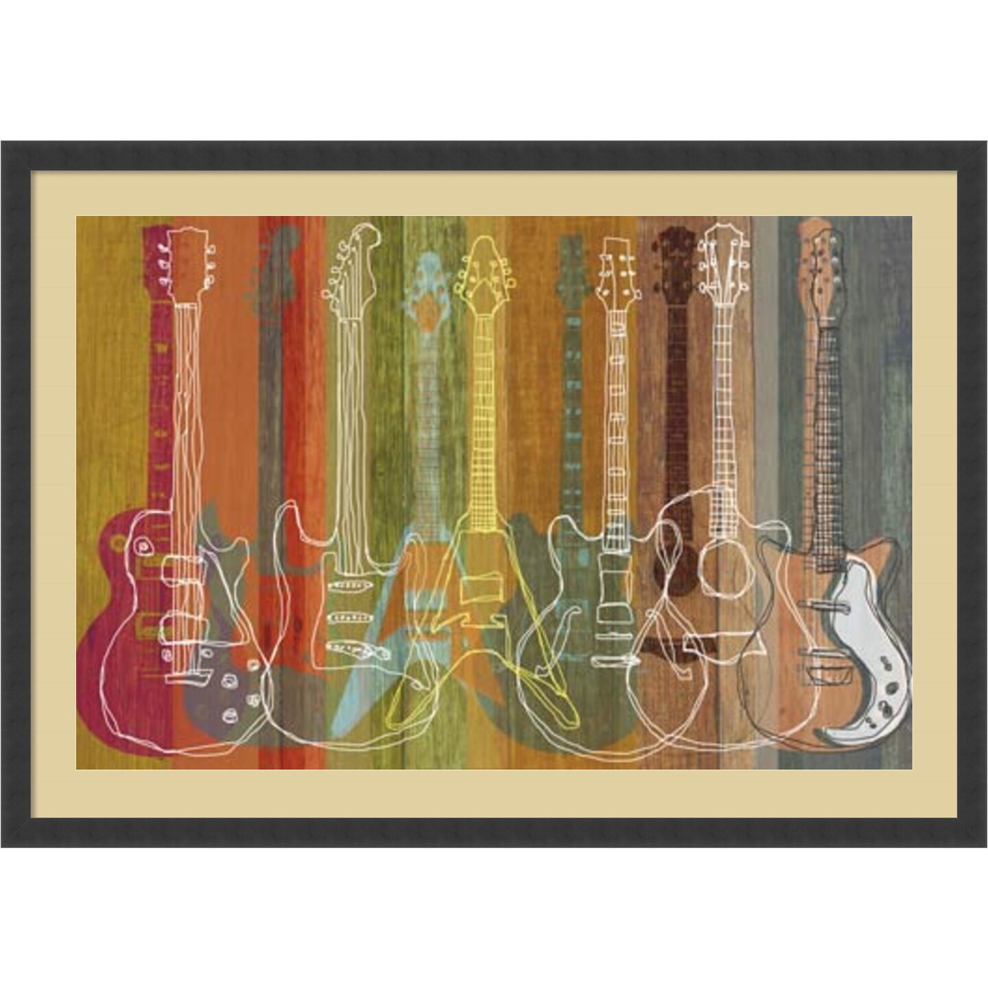 Guitar Heritage by M.J. Lew Wood Framed Wall Art Print 42 in. W x 30 in ...