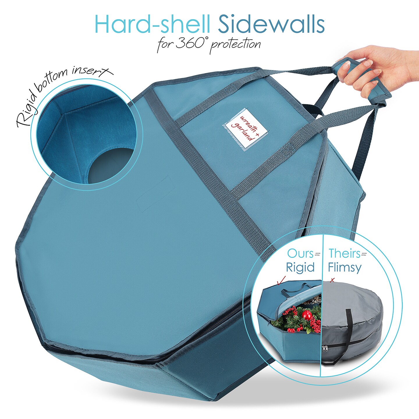 Hearth & Harbor Wreath Storage Container - Hard Shell Christmas Wreath ...