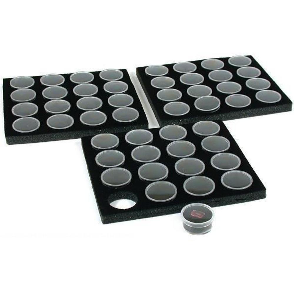 48 Gem Jars Gemstone Tray Showcase Travel Display Black | Michaels