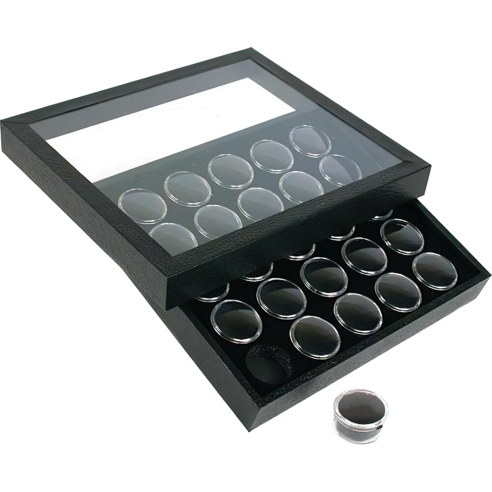25 Black Gem Jars Display & Acrylic Lid Travel Tray | Michaels