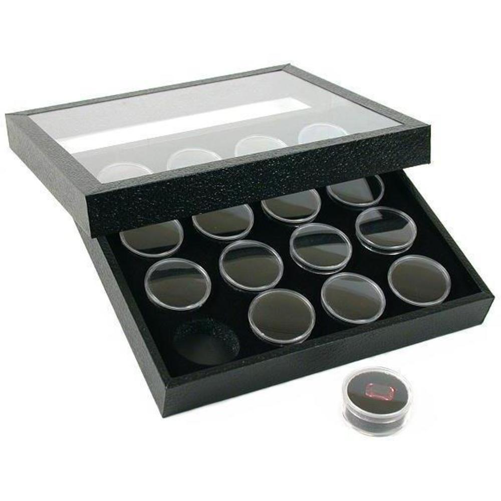 16 Gem Jars Black Display Tray Travel Case Acrylic Lid | Michaels