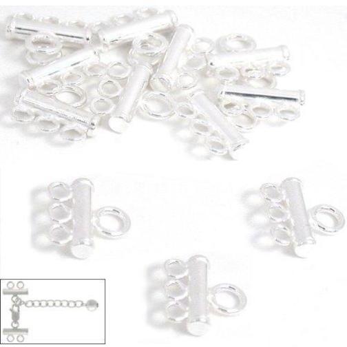 12 Sterling Silver 3 Strand Bead Connectors 8.5 x 8mm | Michaels