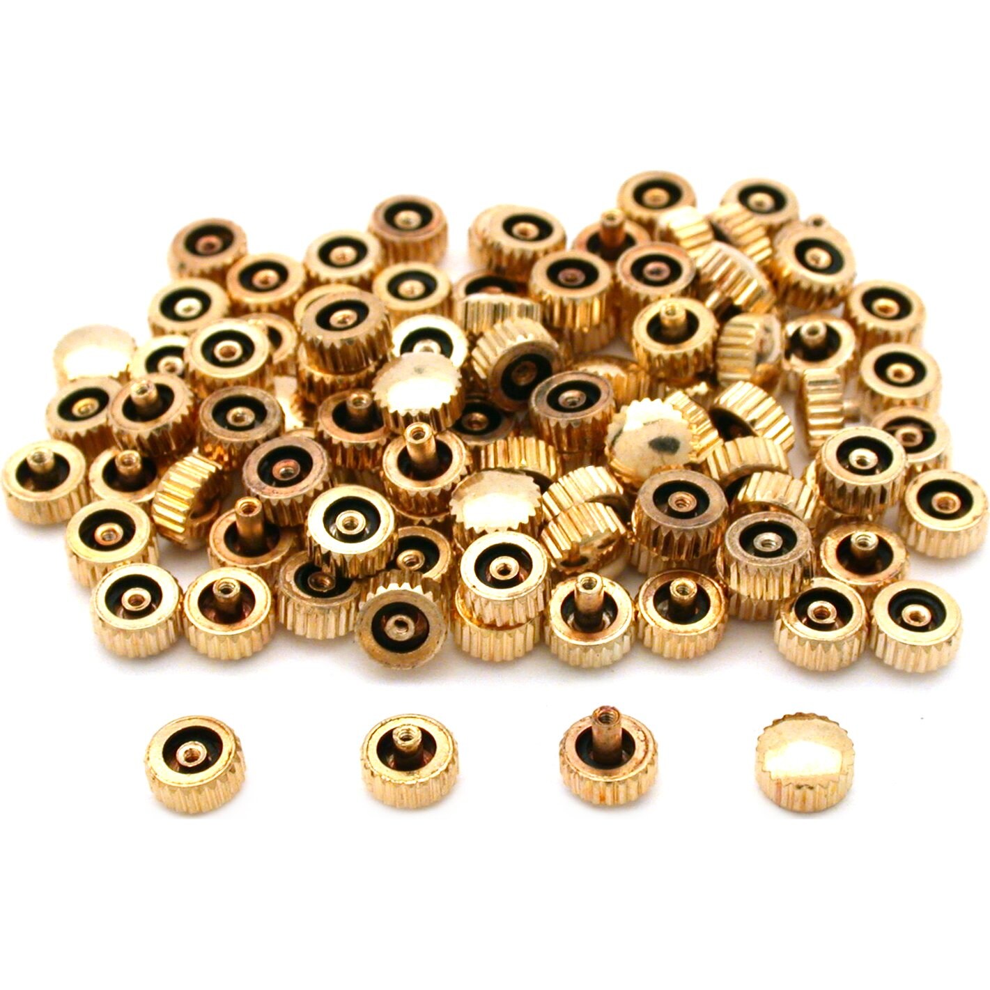 200 Assorted Gold Tone Watch Crowns For Watch Repair misc. watch crowns ...
