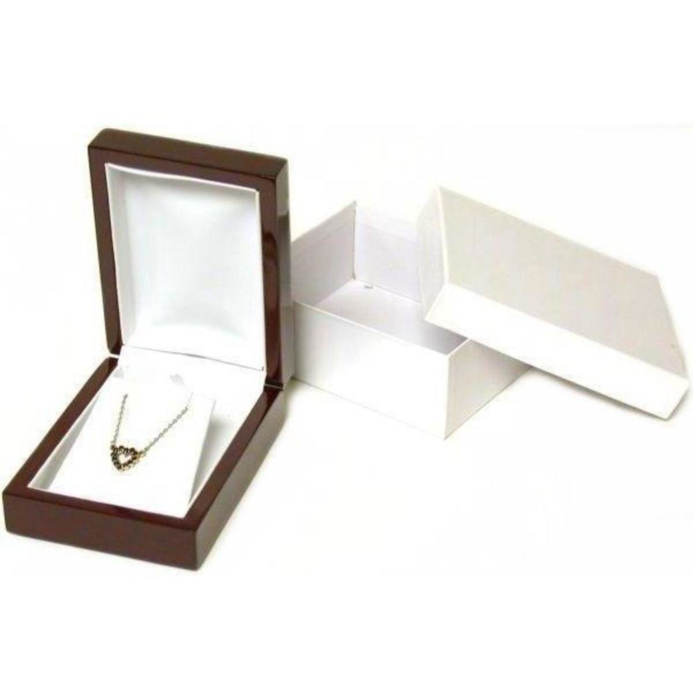 Rosewood Stained Pendant Necklace Jewelry Gift Box Wood Display Kit 10 ...