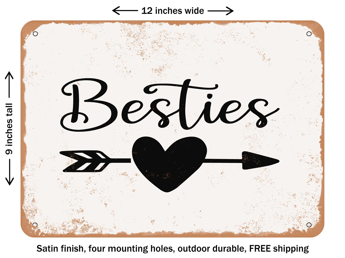 DECORATIVE METAL SIGN - Besties - Vintage Rusty Look | Signs | Michaels