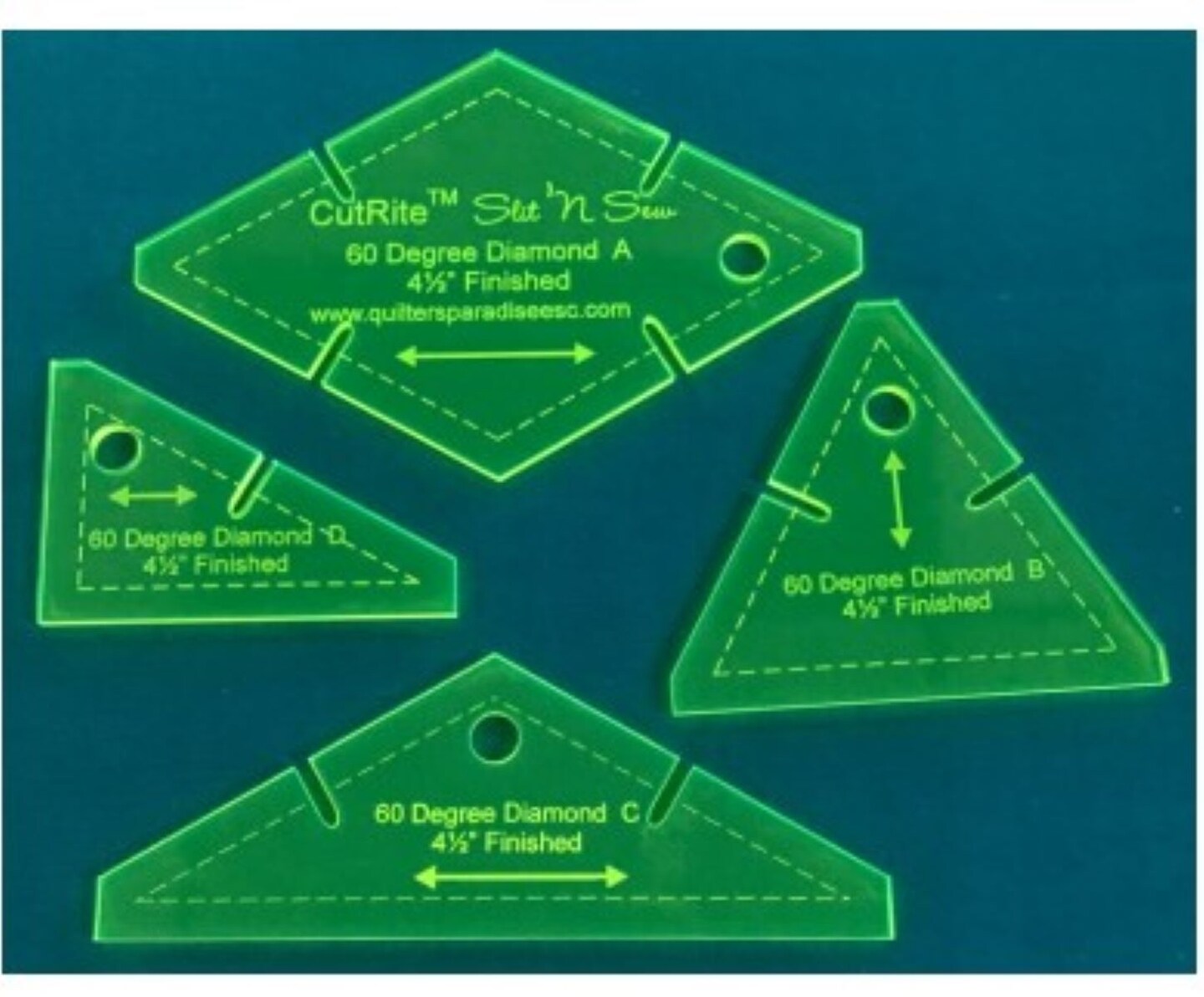 CutRite SlitnSew Template 60 Degree Diamond 4.5 inches Fin Quilter's ...