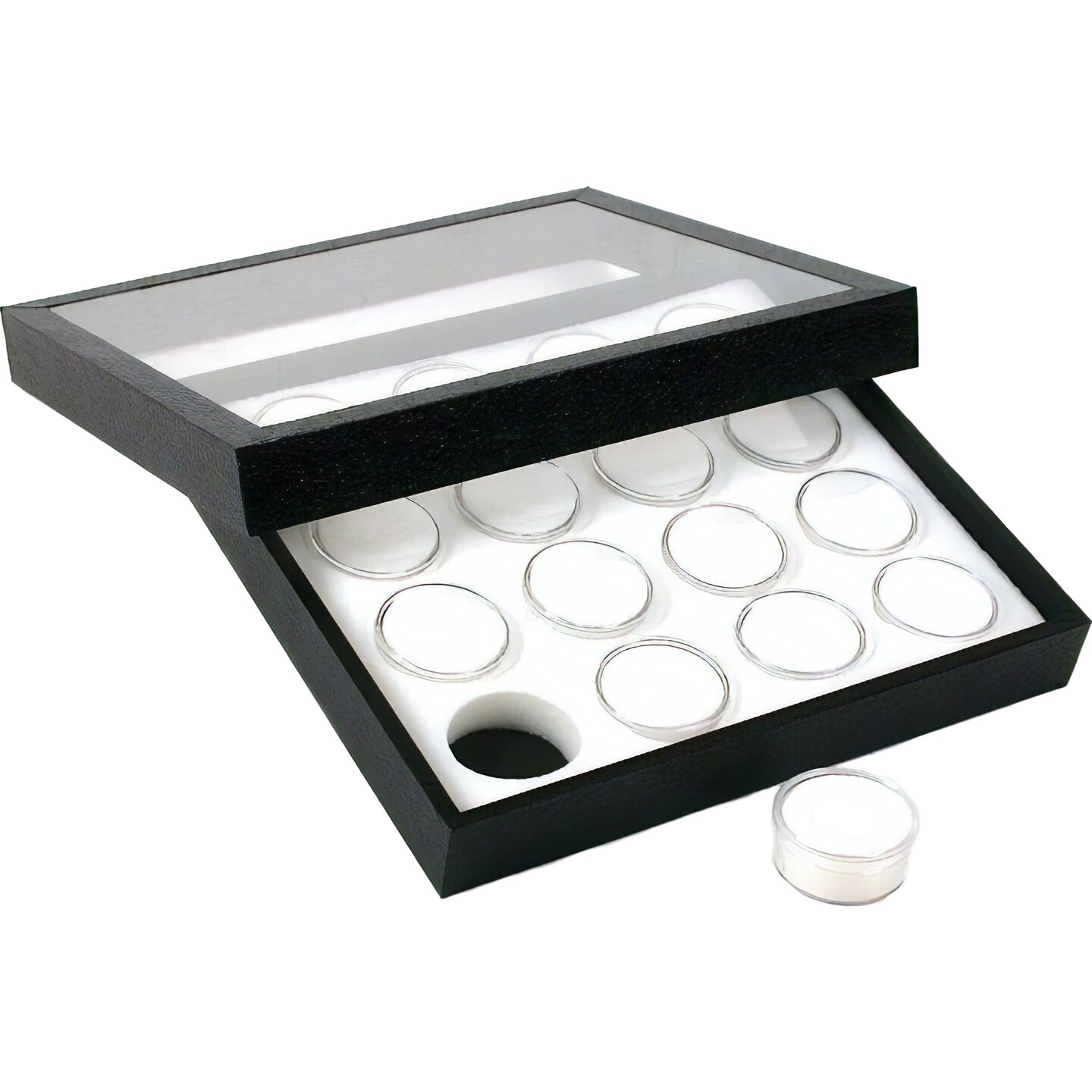 16 Gem Jars White Display Tray Travel Case Acrylic Lid | Michaels