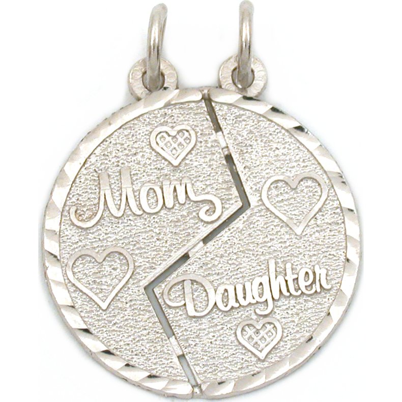 14K White Gold Mom Daughter Charm Love Breakable 19mm | Michaels
