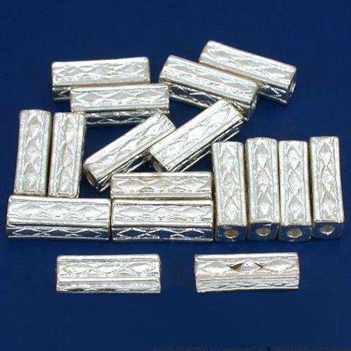 Rectangle Tube Beads Silver Plated New 12mm Approx 15 | Michaels
