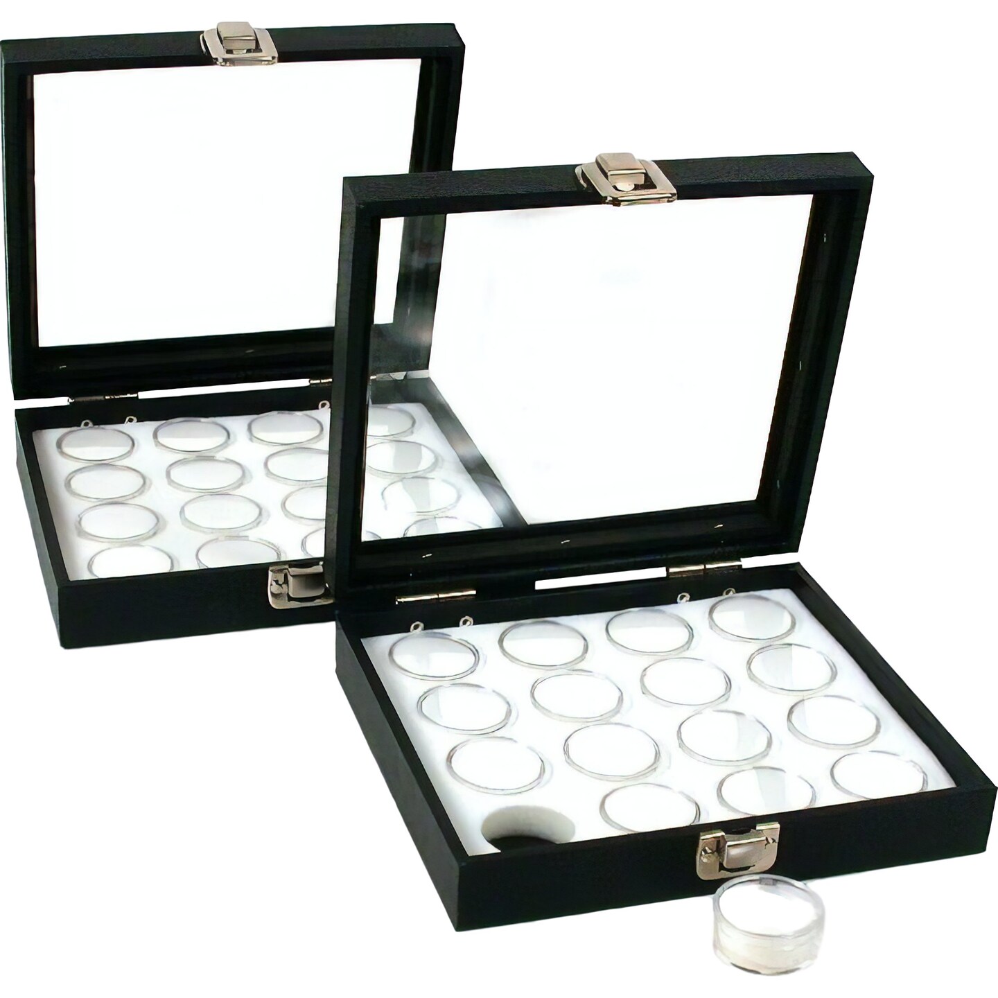 32 Gem Jars White Display Tray Glass Lid Travel Case | Michaels