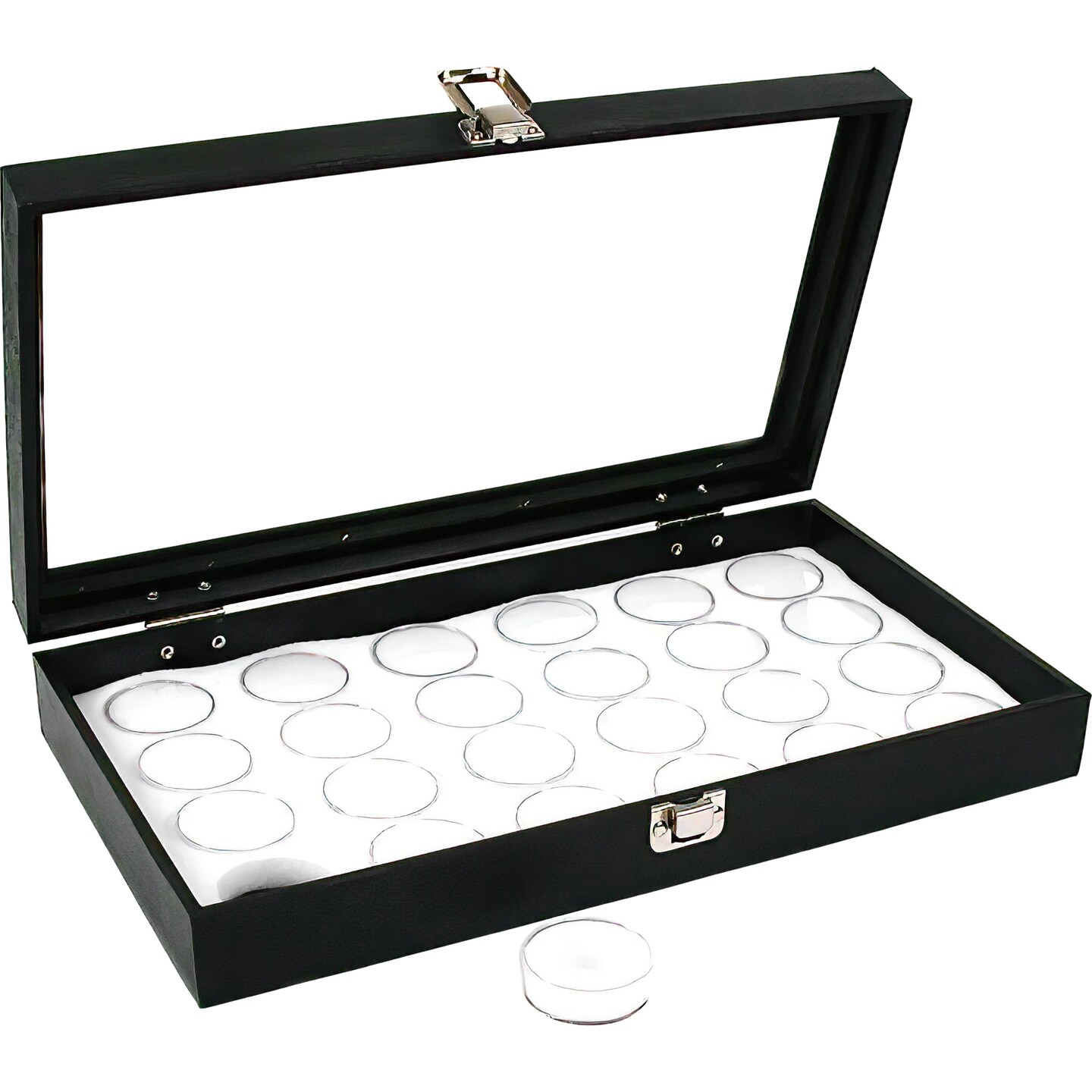 24 White Gem Jars Display & Glass Top Case | Michaels