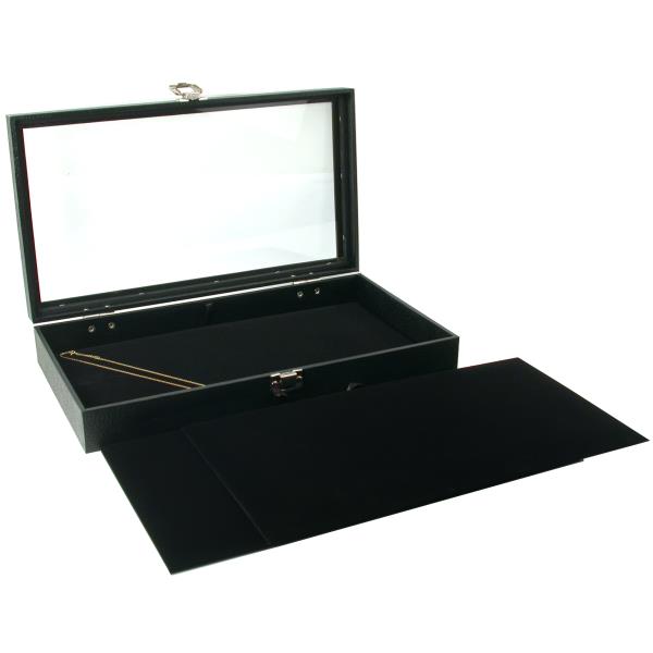 3 Black Jewelry Chain Pads & Glass Lid Display Case | Michaels