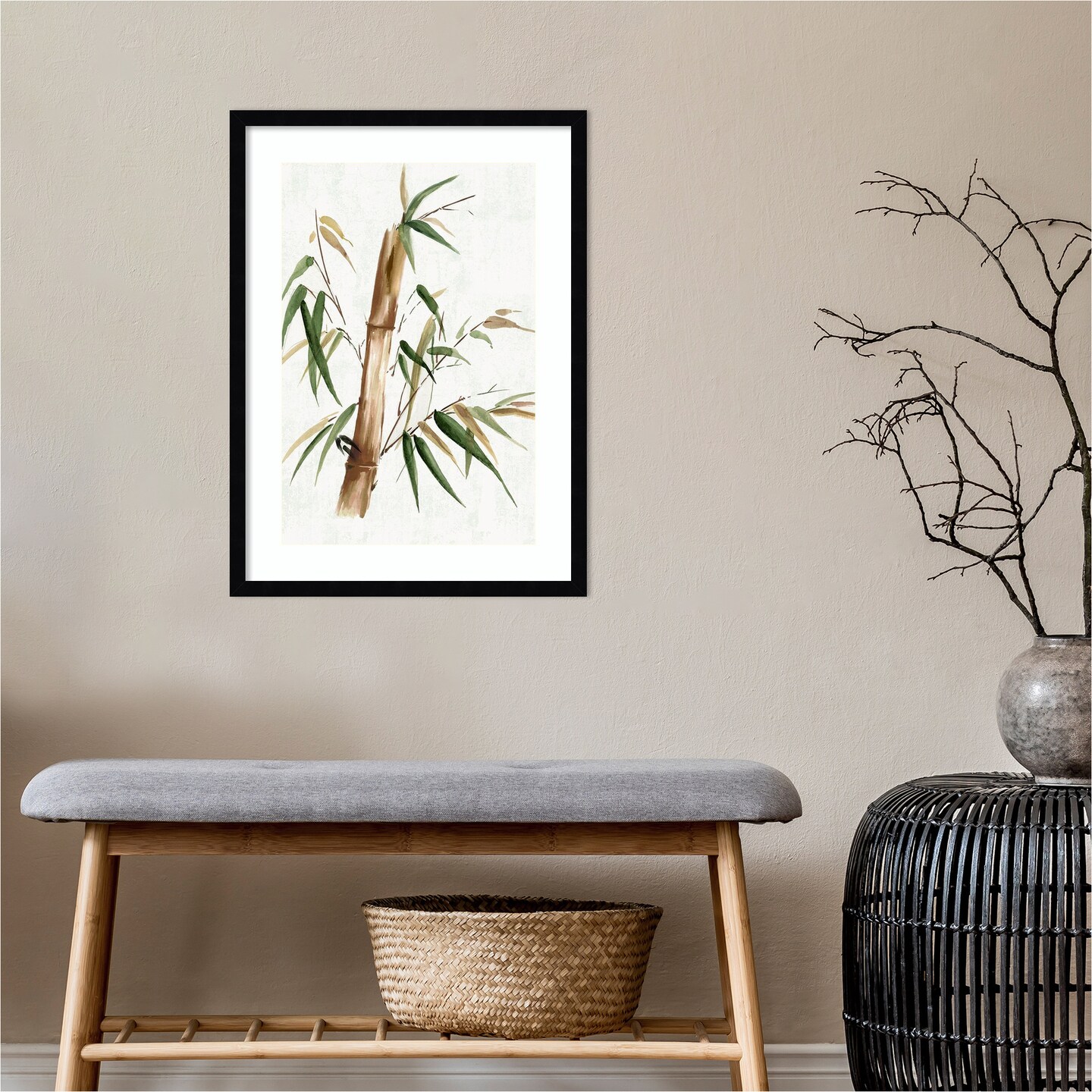 Green Bamboo II by Eva Watts Wood Framed Wall Art Print | Framed Art ...