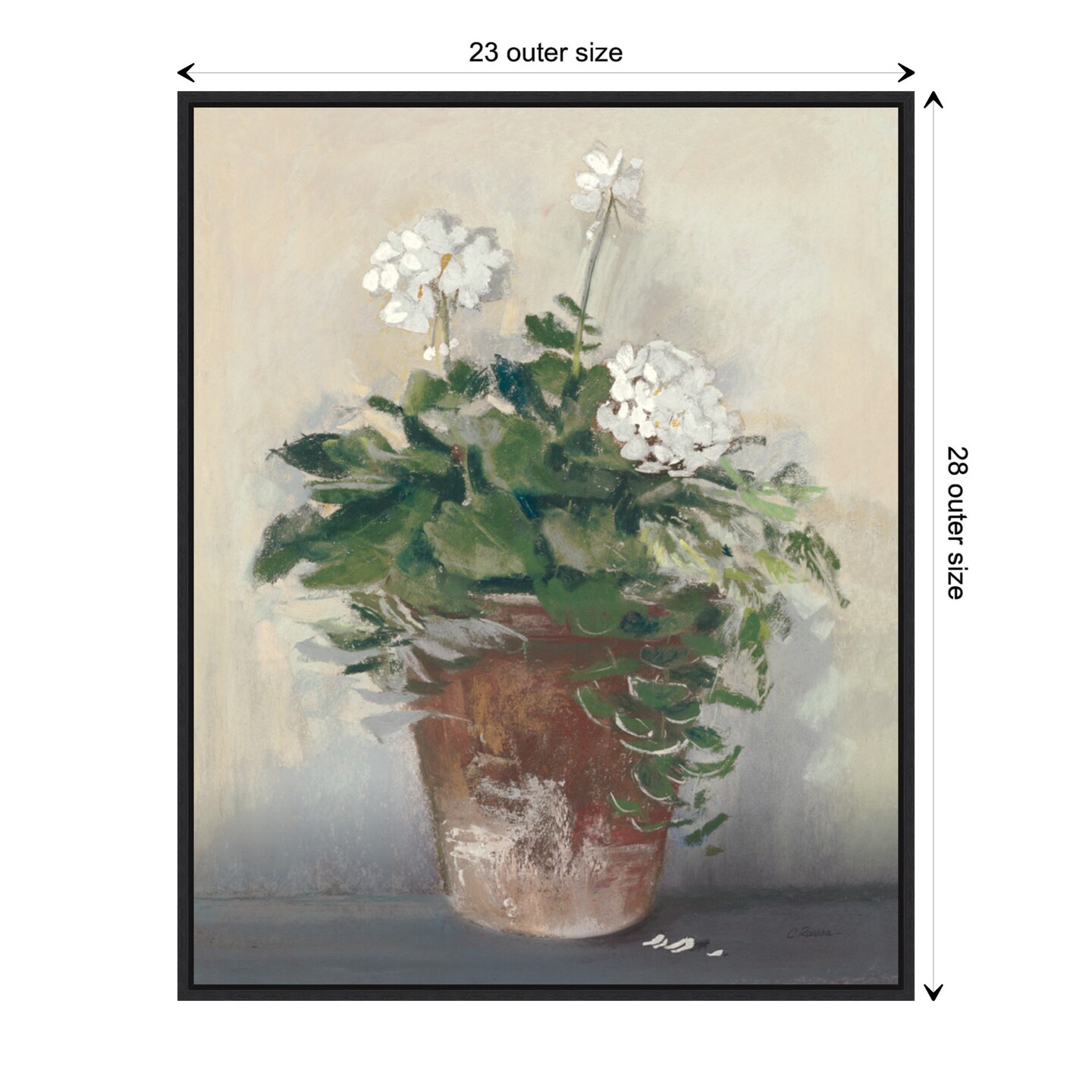 Pot of White Geraniums by Carol Rowan Canvas Art Framed | Michaels
