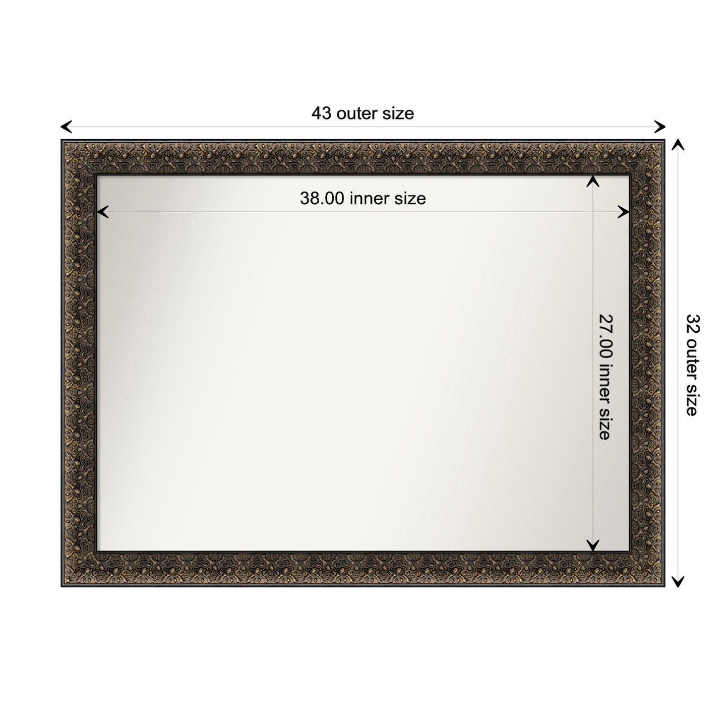 Amanti Art Non-Beveled Wood Wall Mirror, Intaglio Embossed Black Frame ...