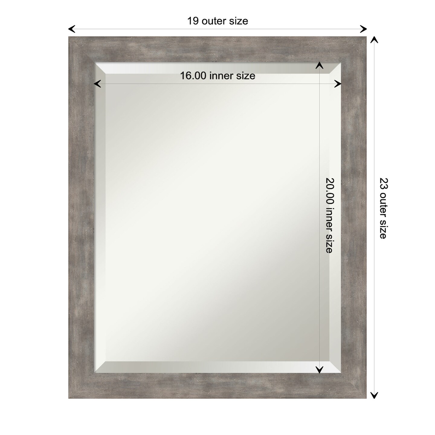 Beveled Wood Bathroom Wall Mirror, Marred Frame, Color: Marred Pewter ...