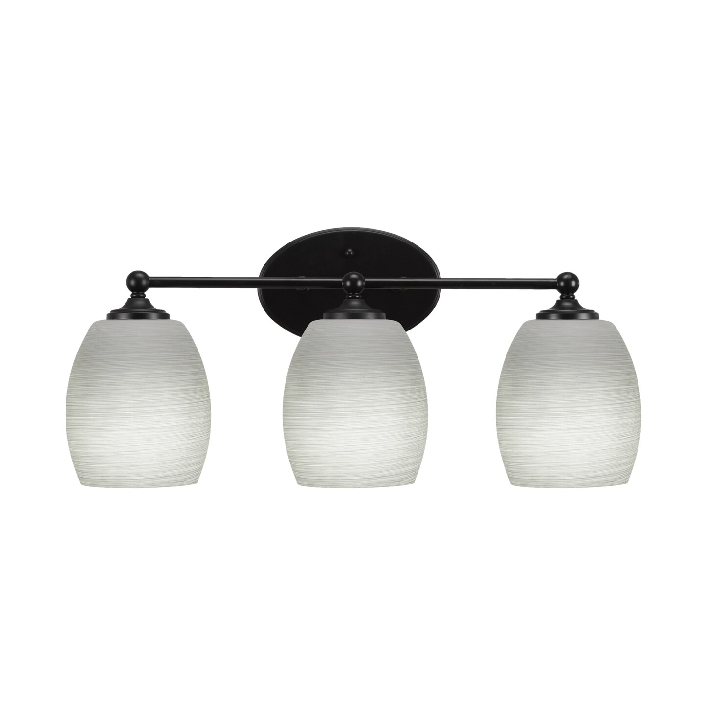 Capri 3 Light Bath Bar Shown In Matte Black Finish With 5" White Linen ...
