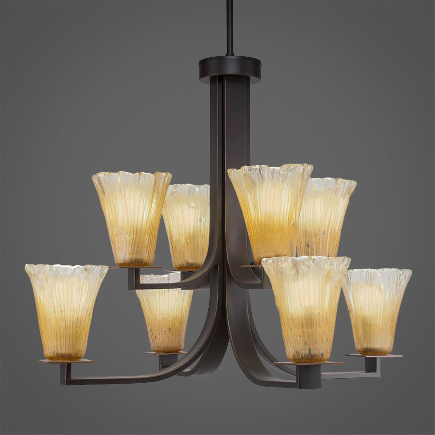 Apollo 8 Light Chandelier With Hang Straight Swivel Shown In Dark ...