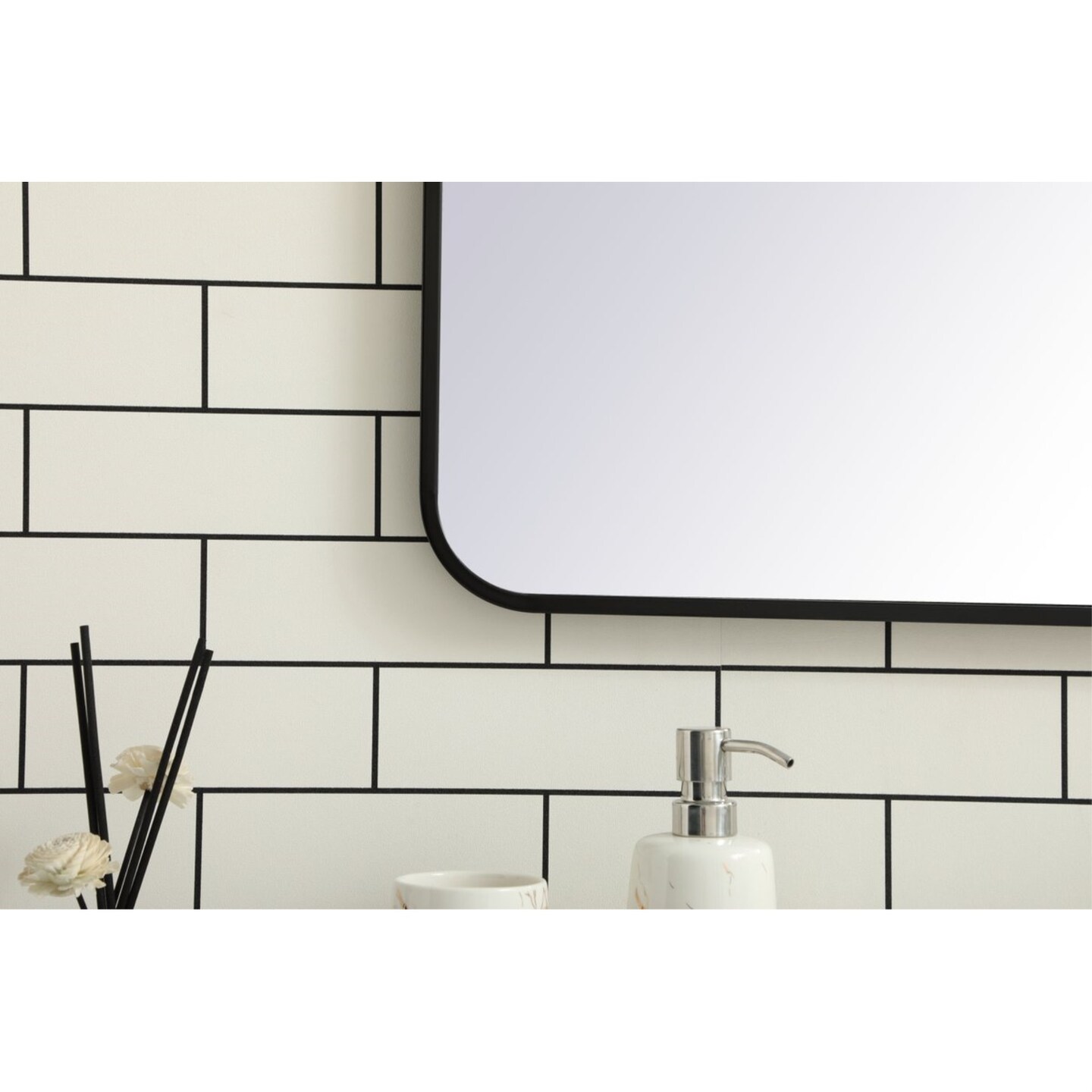 Soft corner metal rectangular mirror 36x36 inch in Black | Mirrors ...