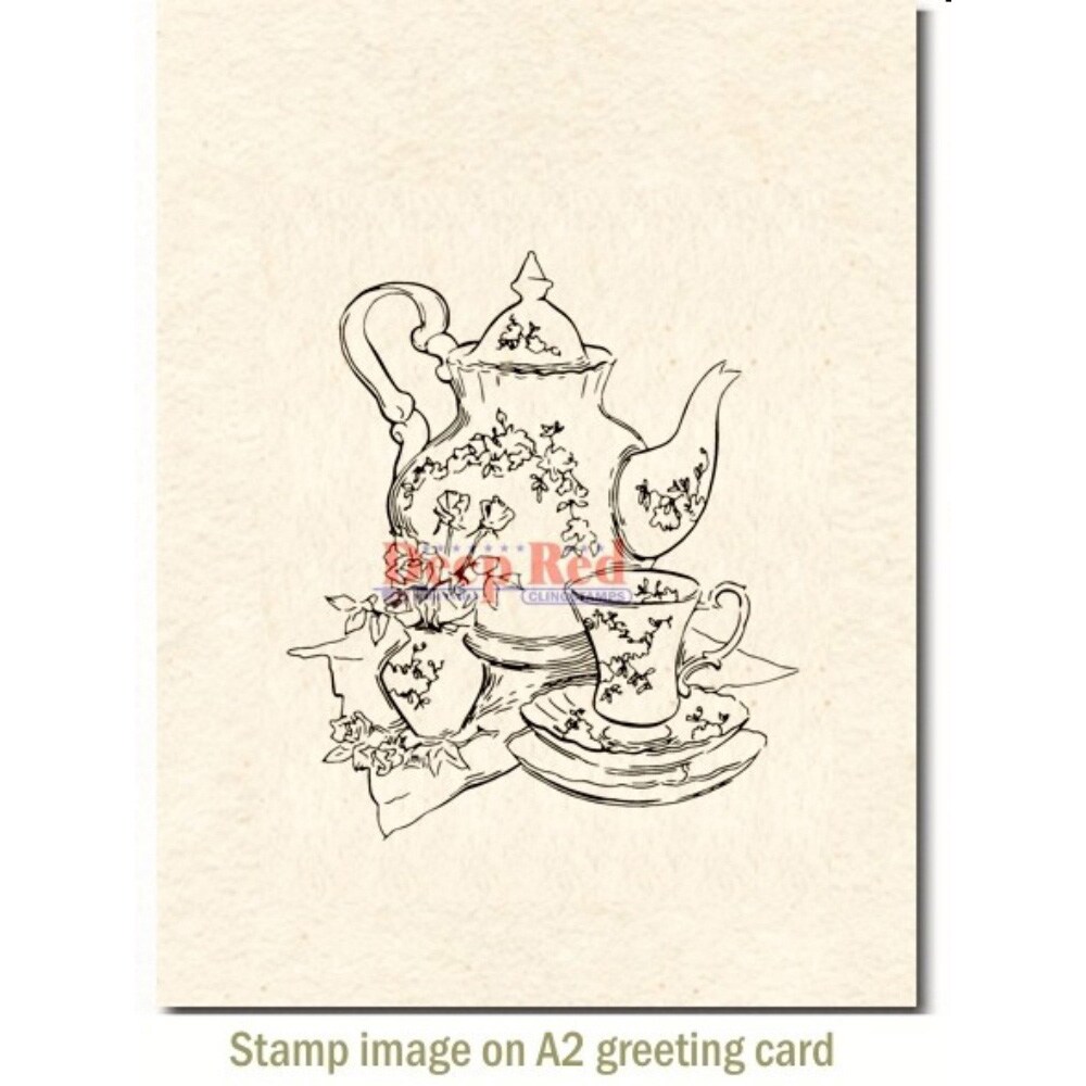Deep Red Stamps Tea Set Rubber Stamp 2.9 x 3.1 inches | Cling Stamps ...