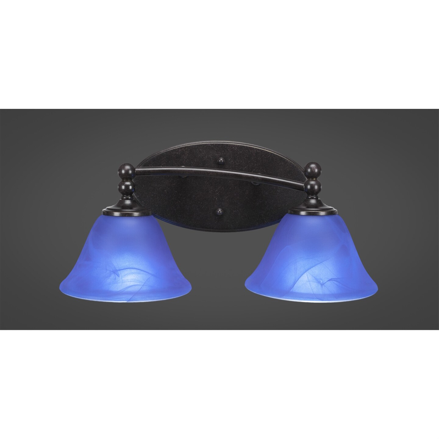 Capri 2 Light Bath Bar Shown In Dark Granite Finish With 7" Blue ...
