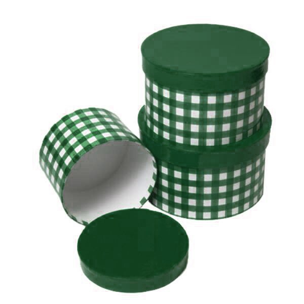 Round Plaid Boxes / Green / 3 pc Set | Michaels