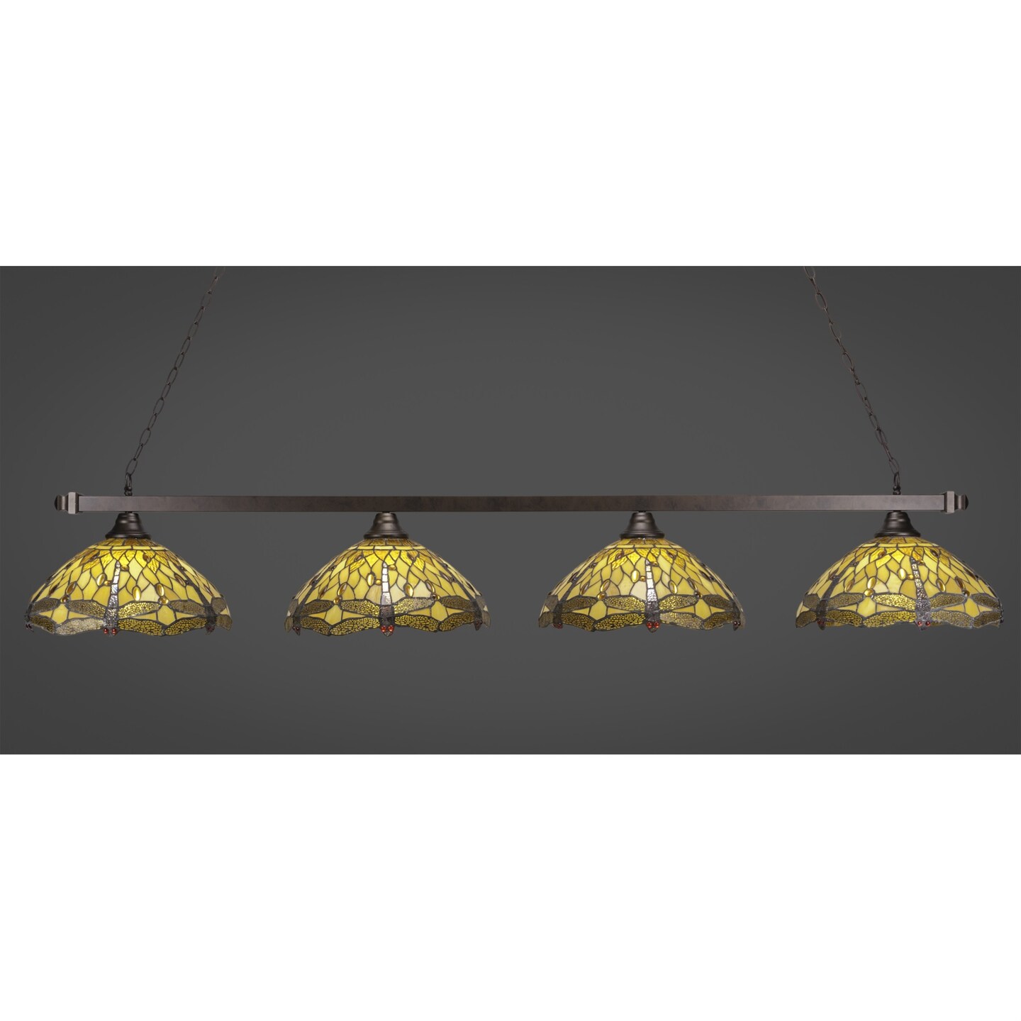 Square 4 Light Bar Shown In Bronze Finish With 16" Amber Dragonfly Art ...