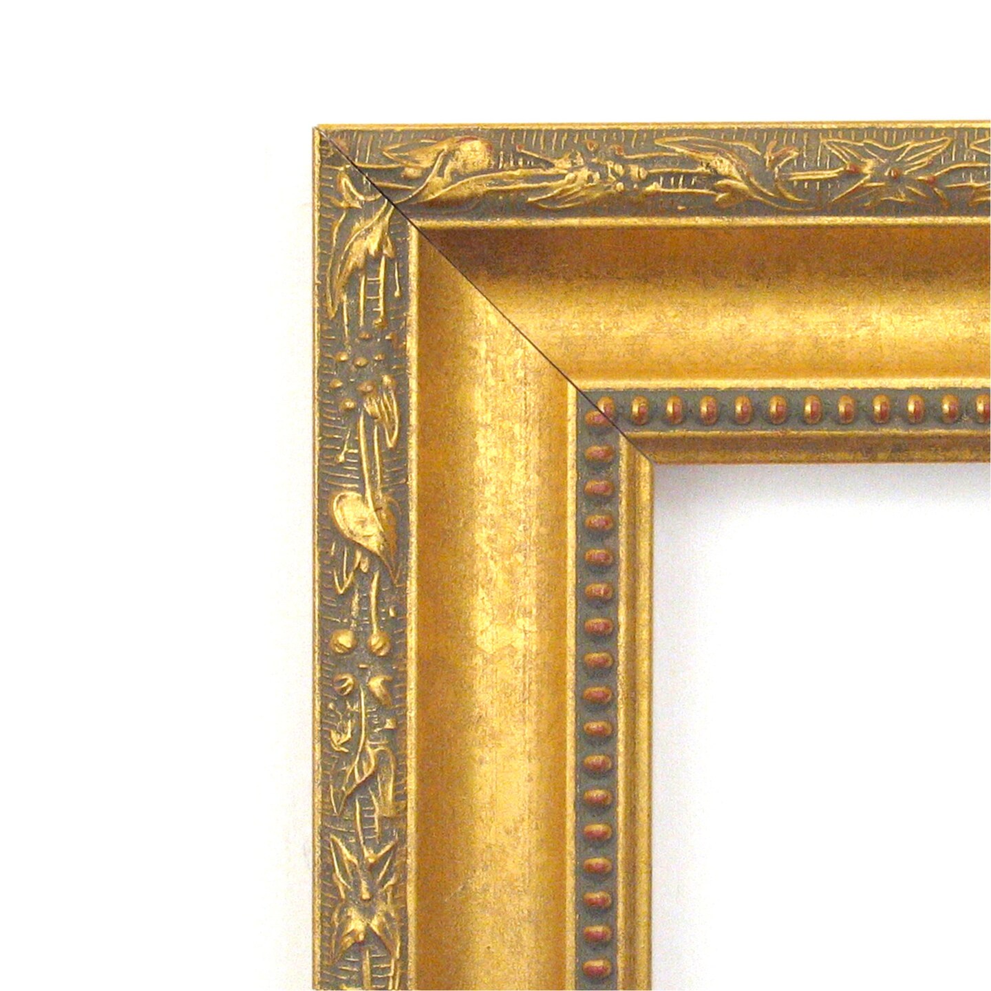 Petite Bevel Wood Wall Mirror, Colonial Embossed Gold Frame | Mirrors ...