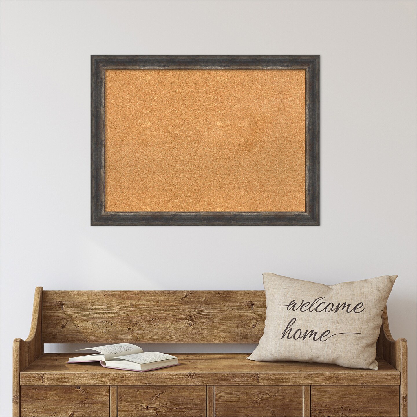 Cork Board, Bark Rustic Char Narrow Frame - Bulletin Board ...